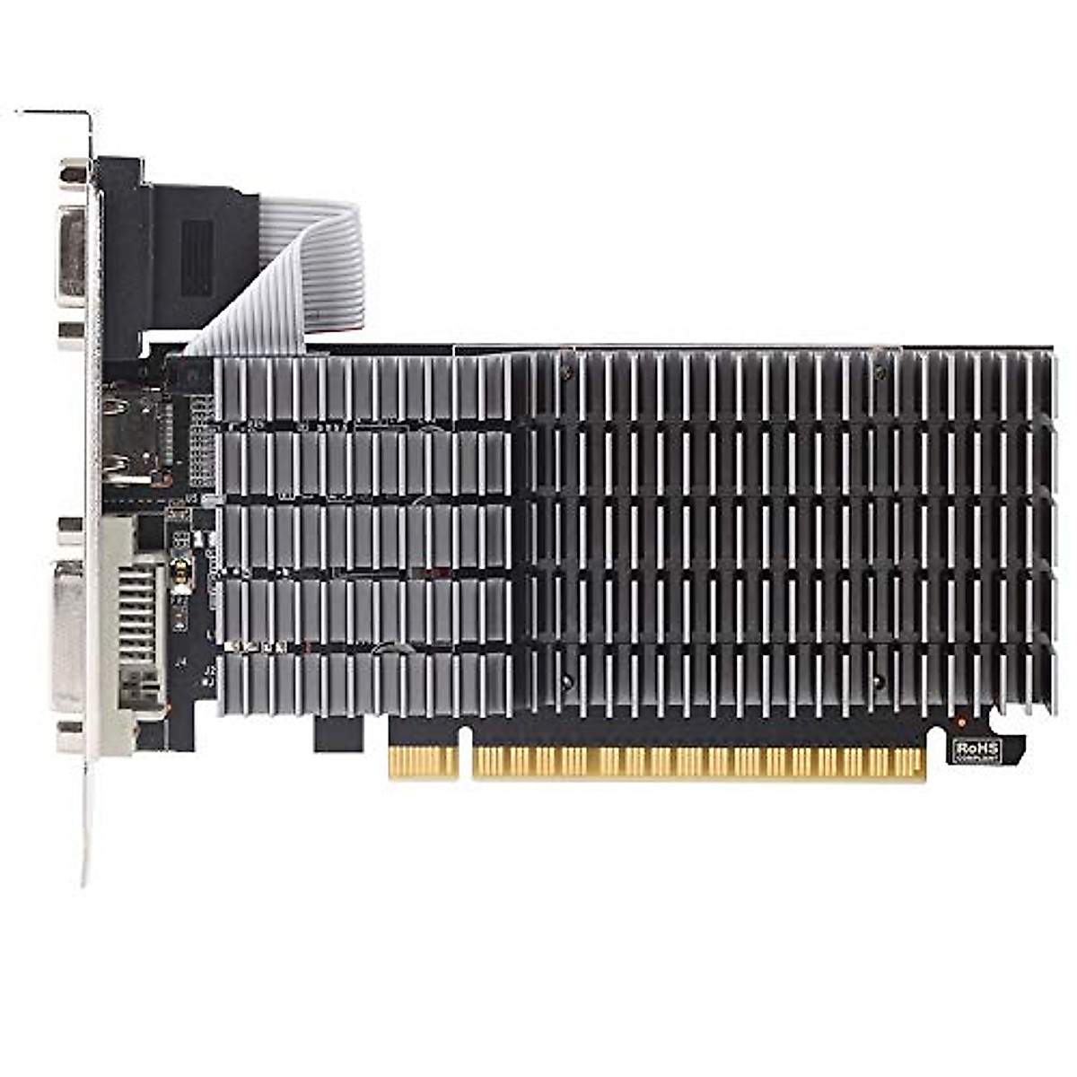 maxsun GEFORCE GT 710 2GB Low Profile Ready Small Form Factor Video Graphics Card GPU Support DirectX12 OpenGL4.5, Low Consumption, VGA, DVI-D, HDMI, HDCP, Silent Passive Fanless Cooling System