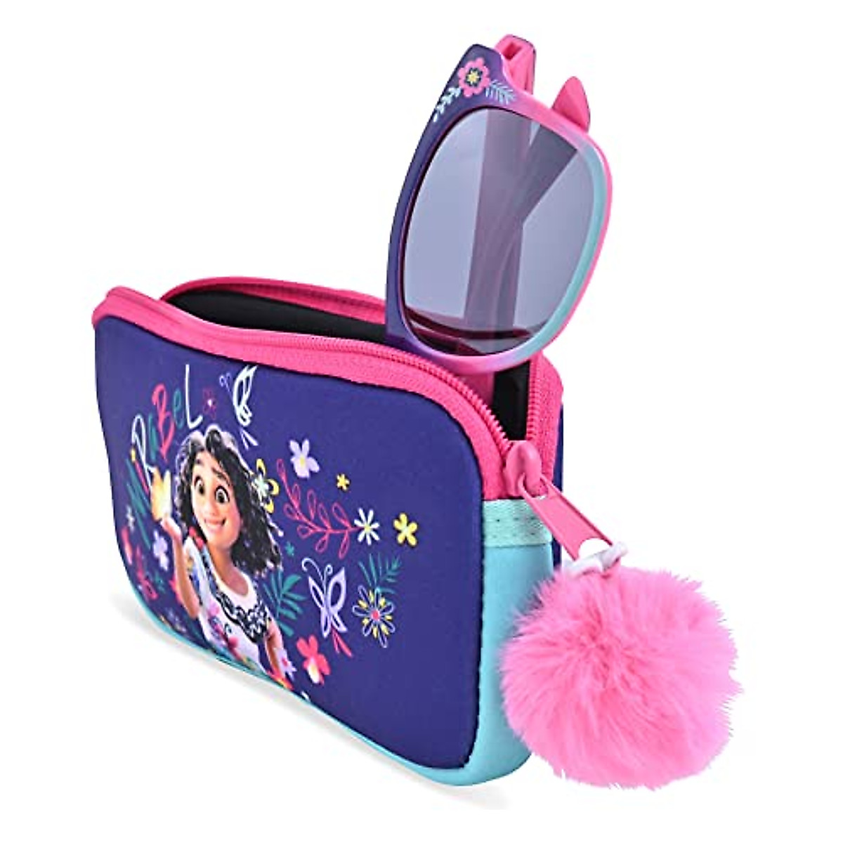 Disney Encanto Girls Sunglasses For Kids with Matching Glasses Case | Cute Sunglasses for Girls (Pink-Purple)