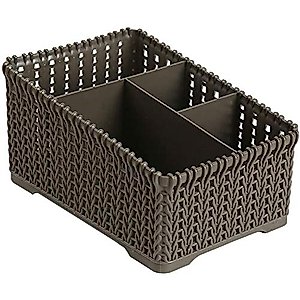 AUSUKY Home Plastic TV Remote Control Pen Phone Holder Stand Organizer Rack Storage Basket (Coffee)
