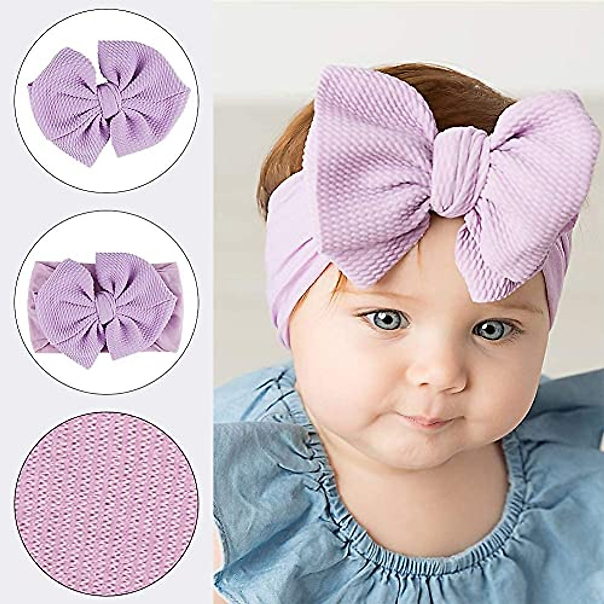 Makone 9PCS Baby Nylon Headbands Hair Accessories Hair Bows Stretchy Headband for Baby Girls Babies Newborn Infant Toddler