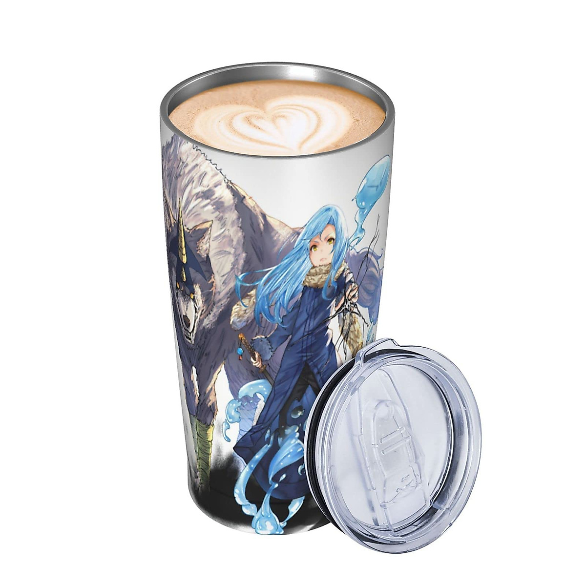 Anime That Time I Got Reincarnated as a Slime Stainless Steel Coffee Mug With Straw And Lid Brush Vacuum Insulated Coffee Tumbler Durable Travel Mugs Thermal Cup For Car Office 20 OZ