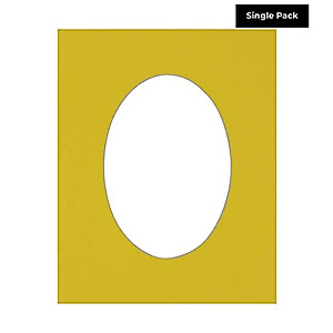 12x18 Mat Bevel Cut for 10x16 Photos - Precut Yellow Oval Shaped Photo Mat Board Opening - Acid Free Matte to Protect Your Pictures - Bevel Cut for Family Photos, Pack of 1 Matboard Show Kit With Acid