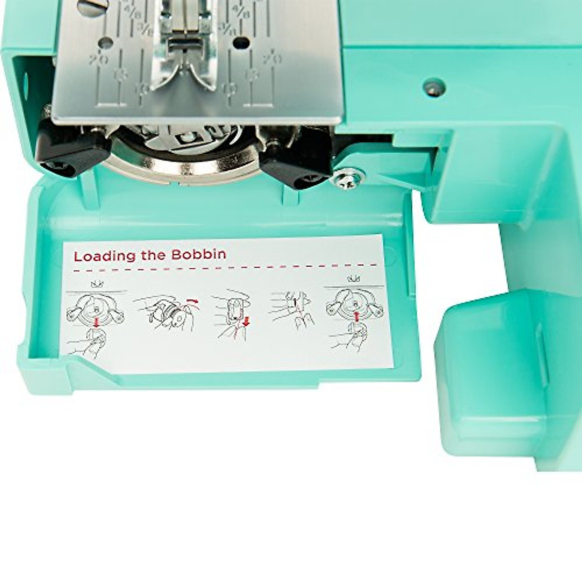 Janome Arctic Crystal Easy-to-Use Sewing Machine with Interior Metal Frame, Bobbin Diagram, Tutorial Videos, Made with Beginners in Mind!, Blue