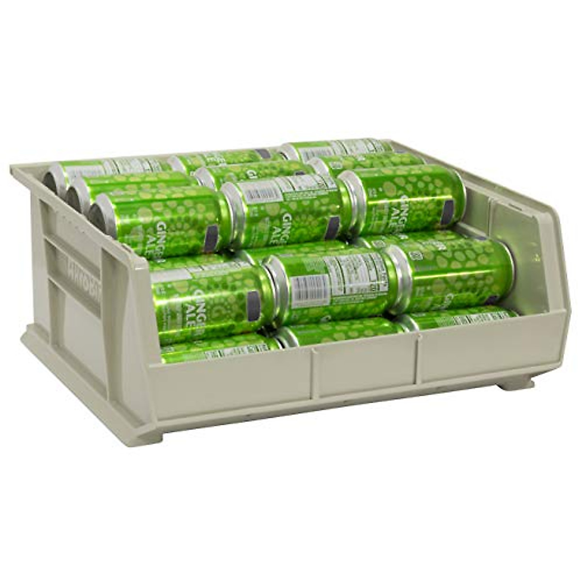 Akro-Mils 30250STONE AkroBins Plastic Storage Bin Hanging Stacking Containers, (15-Inch x 16-Inch x 7-Inch), Stone, (6-Pack)