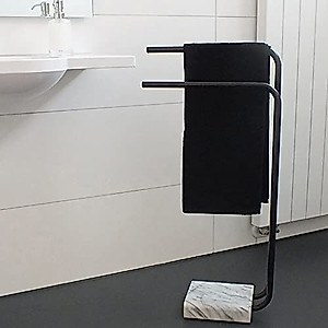 Kela Free Standing Towel Rack for Bathroom Varda Collection, Black/White
