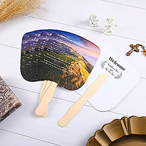 25 Set Christian Church Fans Bulk Hand Held Parlor Fans Handheld Parlor and Church Hand Fans with Wooden Fan Handles Sticks for Crafting and 2 Double Sided Tapes for Adults DIY