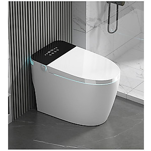 Smart toilet with bidet built in One-piece Bidet Toilet Seat,Foot Sensor Flushing, Heated Seat and Multi-Functional Remote Control Night Light,LED Display-Black