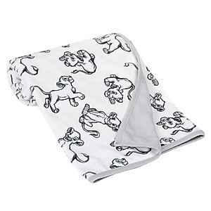 Lambs & Ivy Disney Baby The Lion King Baby Blanket - White/Gray Minky/Jersey