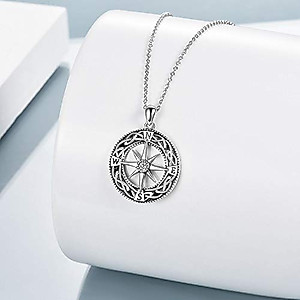 ONEFINITY Compass Necklace Sterling Silver Celtic Knot Necklace Graduation Friendship Talisman Travel Necklace Inspirational Graduation Gift Jewelry Gifts for Women