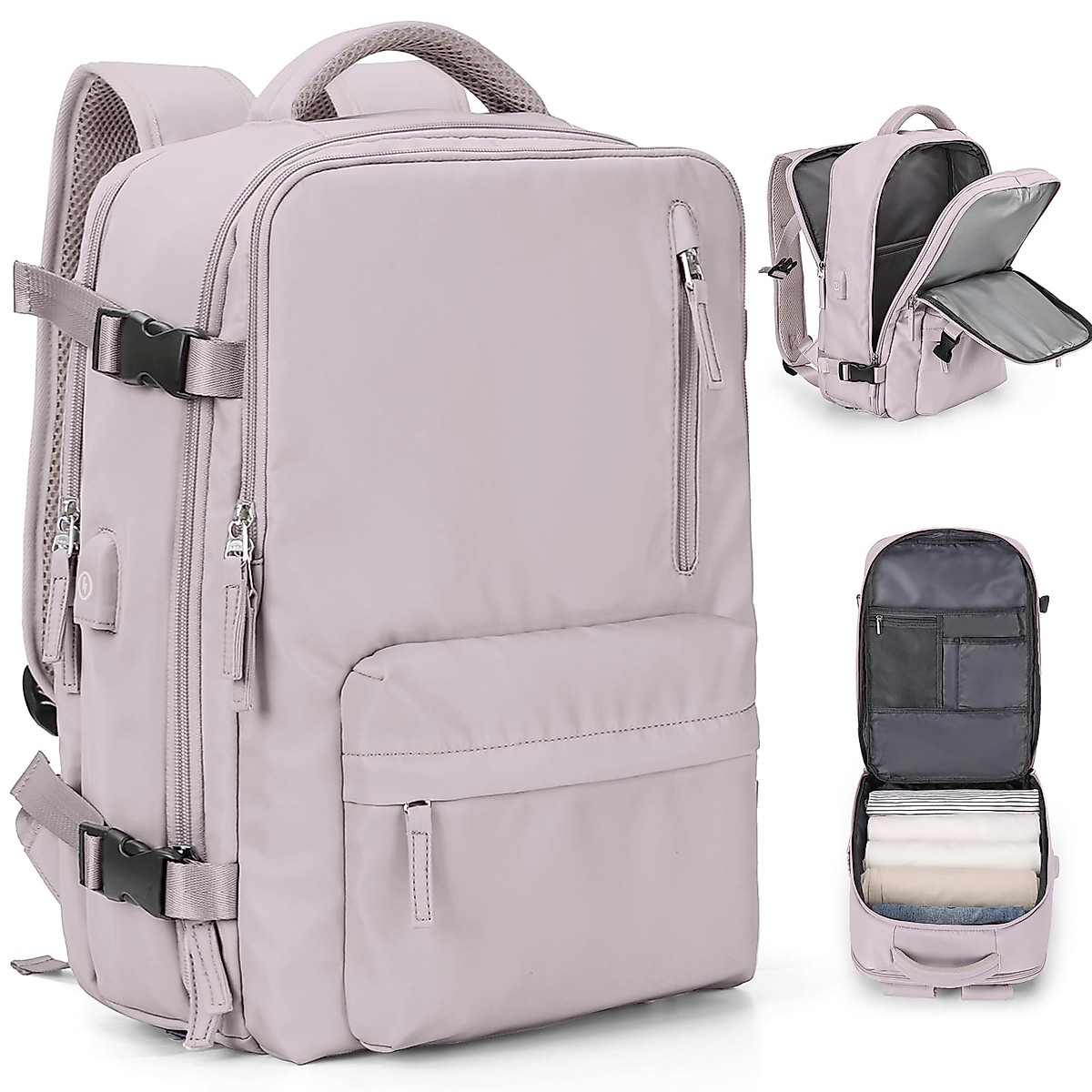 VGCUB Large Travel Backpack Bag for Women Men,Carry on Backpack,17 Inch Laptop Business Work Waterproof Backpack with Laptop Compartment,Person Item Flight Approved,Mochila de Viaje,Pink