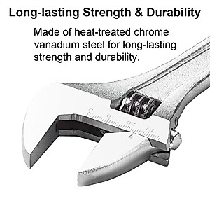 Jetech 8 Inch Adjustable Wrench - Professional Shifter Spanner with Wide Caliber Opening