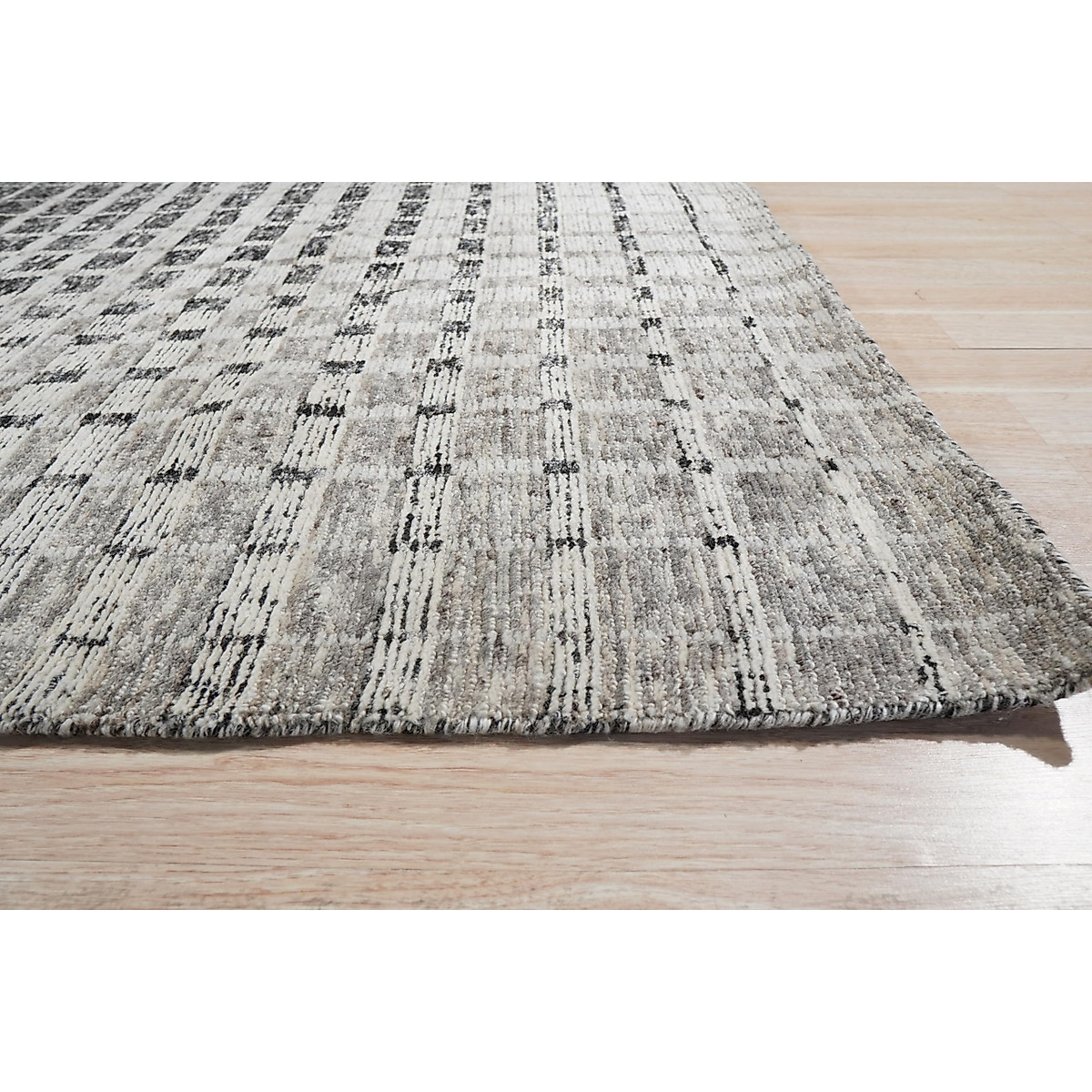 EORC Gray Hand-Knotted Wool Modern Pile Rug Luxurious Area Rug for Adding Contemporary Elegance to Your Living Room, Bedroom, Office, or Home Décor