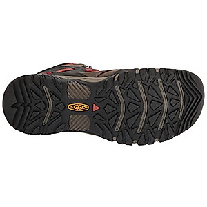 KEEN Men's Ridge Flex Mid Height Waterproof Hiking Boots, Dark Olive/Ketchup, 10.5