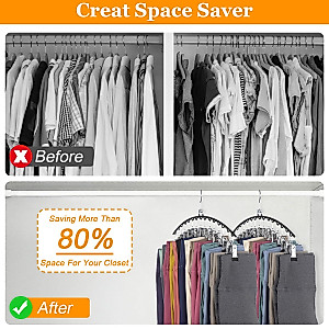 3Pack Legging Organizer for Closet, Metal Yoga Pants Hanger w/Rubber Coated 3 Pack w/15 Clips Hangers Space Saving Closet Organizers and Storage, Black