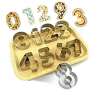 Numbers Cookie Cutters 2 Inches 9pcs Jelly Fondant Cutter set, Stainless Steel, Large Number cutter for Fondant Biscuit, Cake, Fruit, Vegetables, or Dough Stainless Steel (2'' Number cutter)