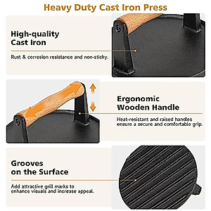 SHINESTAR Cast Iron Griddle Press with 12-Inch Melting Dome for Blackstone Griddle, Flat Top Grill & Griddle Accessories, Ideal for Patty, Burger, Bacon, Panini, Indoor and Outdoor Cooking