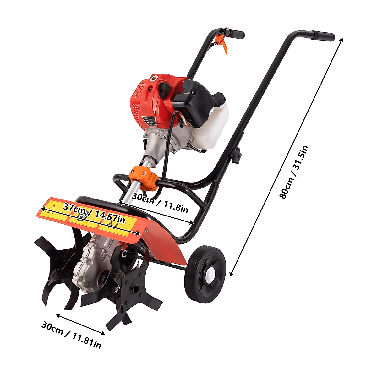 Mini Tiller Cultivator 52CC 2-Stroke Gas Powered Rototiller Hand Rotary Cultivator Lightweight Tiller Garden Tool for Lawn, Digging, Weed Removal, Soil Cultivation