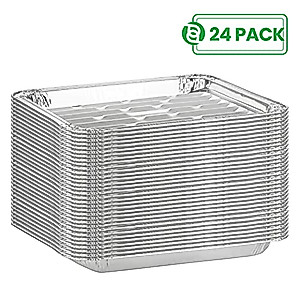 PARTY BARGAINS 24 Aluminum Broiler Pans - 11.5 X 8.25 X 1 Inches, with ribbed bottom. 7 Ridges 0.5 high, 1 inch apart. Heavy Duty Aluminum Disposable Grill Pans. for Cooking, Roasting. BBQ, Picnic
