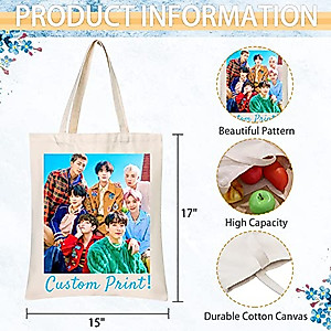 JATEBI Personalized Tote Bag, Canvas Tote Bag With Customizable Pictures and Text double sided, Reusable Grocery Bag,Shopping Bags for Daily Use Gifts…