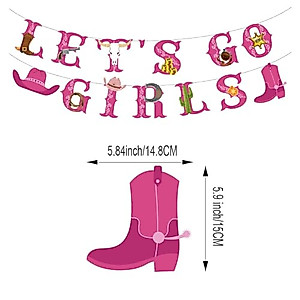 Western cowgirls birthday party decoration with banner cake topper balloons pink birthday party supplies for girls lets go girls party decoration