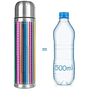 Colorful Boho Stripe Colorful Stainless Steel Coffee Thermos, Double Walled Insulated Water Bottle for Outdoor Sports, Office, Car (17 OZ/500ML)