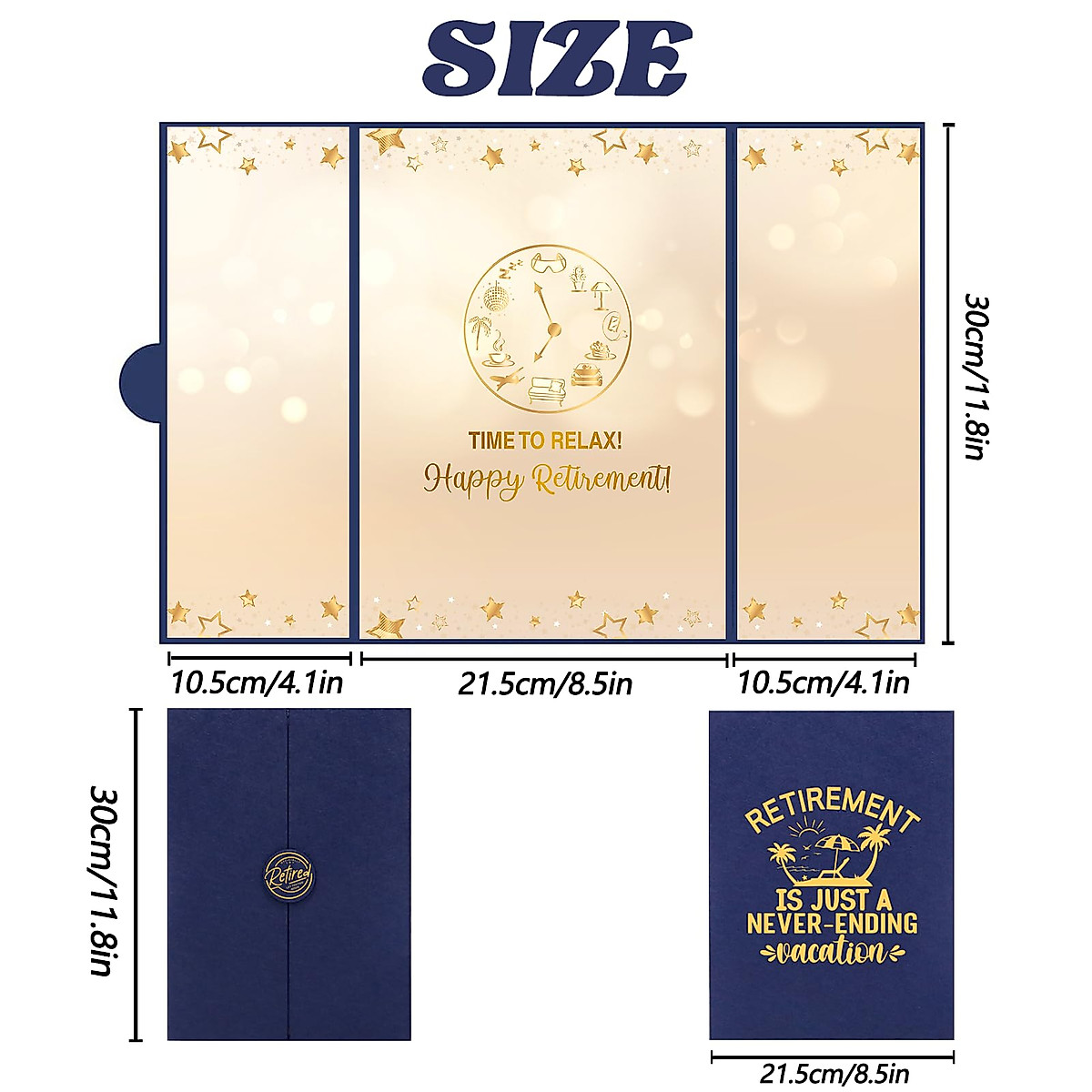 Trgowaul Retirement Party Decorations, Happy Retirement Guest Book Alternative, Blue Gold Happy Retirement Signature Book, Funny Card Congrats Retired Party Supplies Gifts Sign for Men Women Coworkers