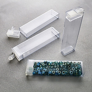 The Beadsmith Clear Plastic Boxes - Rectangle with a Flip Top Cap - 7/16” x 1” x 3” - Use for Beads, Bath Salts, Wedding & Party Favors, Home or Office Storage - Bag of 20