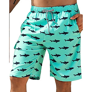 APTRO Men's Swim Trunks 9" Quick Dry Bathing Suit Big & Tall Beach Swimsuits #139 Shark 1X