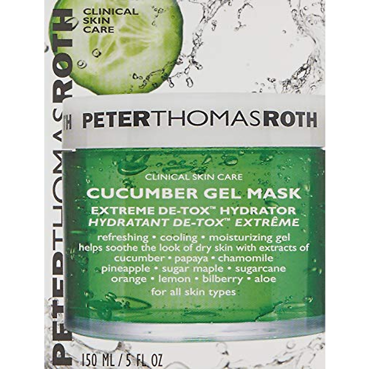 Peter Thomas Roth | Cucumber Gel Mask | Extreme De-Tox Hydrator, Cooling and Hydrating Facial Mask, Helps Soothe the Look of Dry and Irritated Skin, 5 fl oz (Pack of 1)
