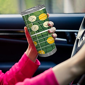 FOCIUZTA Cartoon Tennis Ball Pattern 20oz Tumbler with Lid, Travel Coffee Cup, Ideal for Easter, Gaming Enthusiast, Mother Day, and Birthday Gifts