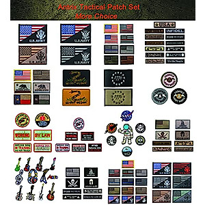 Antrix 6 Pack Tactical Patch Set of U.S. Army U.S. Navy U.S. Air Force Coast Guard Veteran Military Emblem Patch for Tactical Army Clothes Backpack Caps Hats Vest Uniform -Black