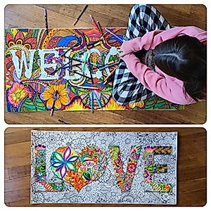 SJPrinter Inspirational Motivational Wall Art, Giant Coloring Poster Mandala for Kids and Adults - Great for Girls, Boys, Arts and Crafts, Care Facilities, Schools, Family Time, Groups (WELCOME, 24" x 52")