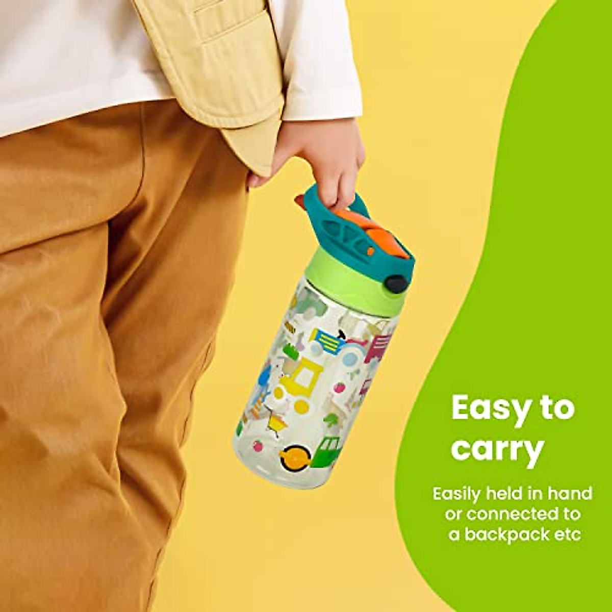 Hoslipoper 400ml Leak-Proof Kids Water Bottle Improved 2023 BPA-Free Safe-Sip Flip-Up Straw Cup for Toddlers and Children School, Sports, Daycare, Camp