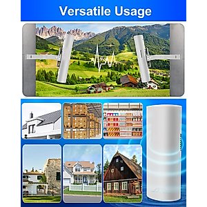 5.8G Wireless Bridge with Pole/Wall Mount Bracket - Extend Starlink Internet Access Outdoor, 2 Miles Point to Point WiFi Bridges with PoE Adapter, 2-Pack
