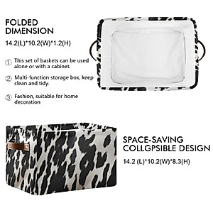 WELLDAY 1PCS Storage Basket Fuzzy Cow Texture Large Foldable Storage Bin Cube Collapsible Organizer