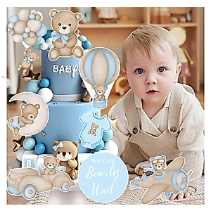 Zliisang 16Pcs Bearly Wait Baby Shower Cake Toppers We Can Bearly Wait Baby Shower Centerpieces Cake Toppers Decorations Boy Bear Baby Shower Party Decorations Bear Cake Toppers Decorations