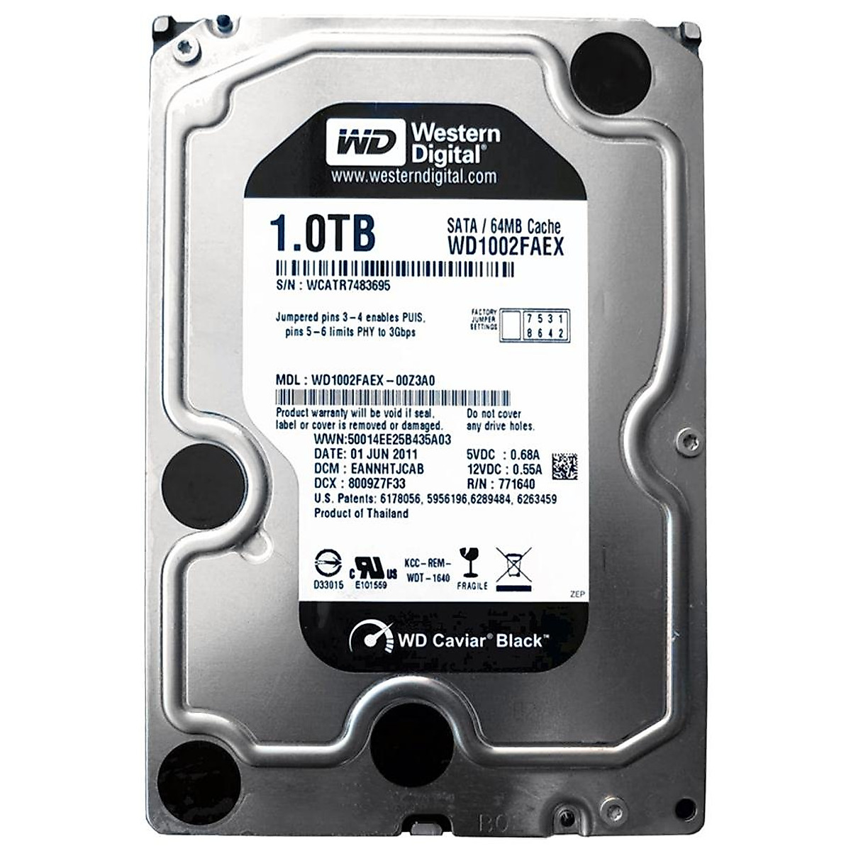 WD1002FAEX Western Digital 1tb 7200rpm Serial Ata/600 Serial Ata Inte