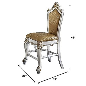 Acme Furniture Set of 2 Counter Height Chairs, Butterscotch/Antique Pearl