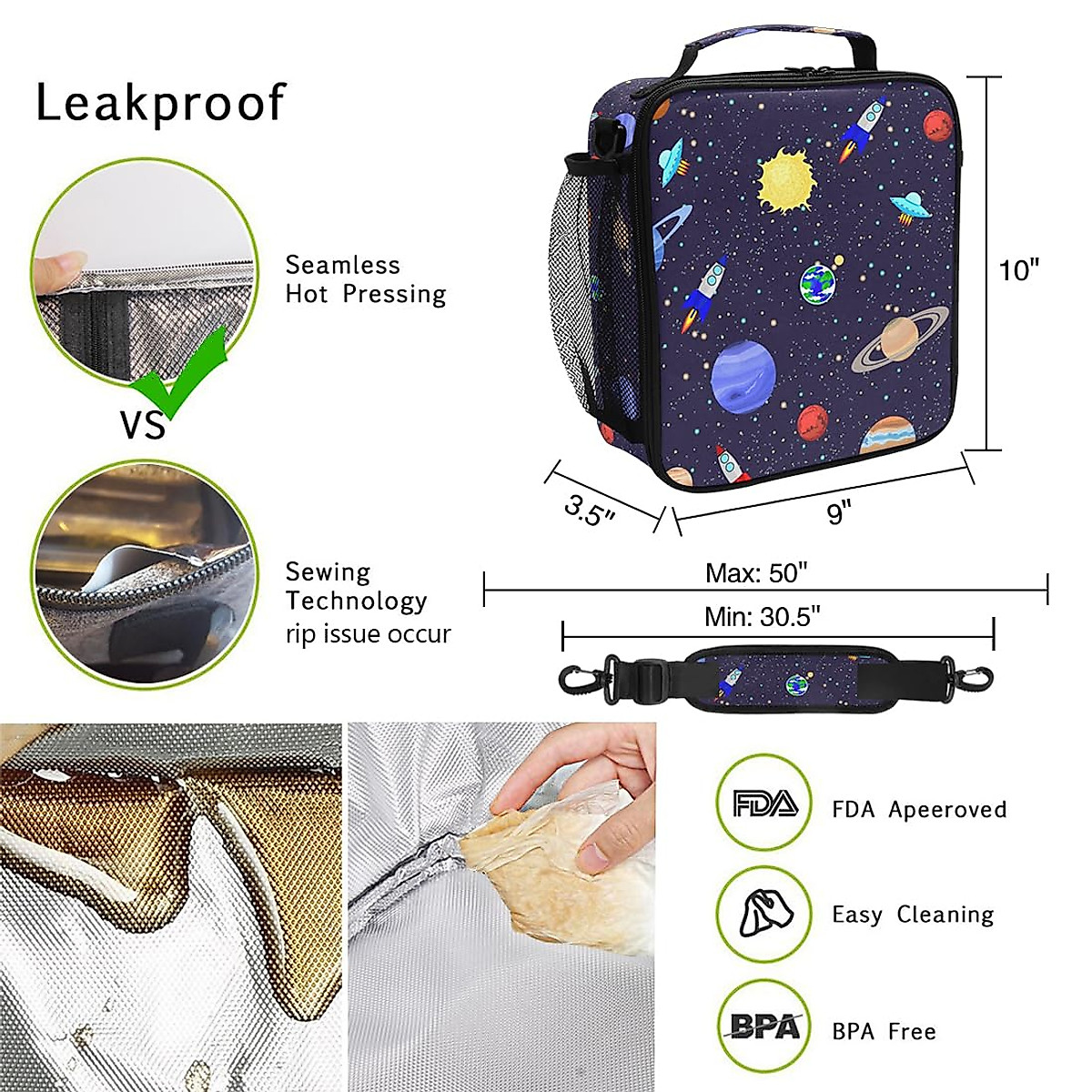 ALAZA Kids Lunch Box Universe Planet Insulated Soft Bag Mini Cooler Back to School Thermal Meal Tote Kit for Boys a02