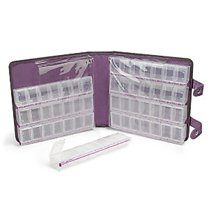 CRAFT MATES Bead Organizer and Plastic Storage Containers for Crafts, Buttons, Pins and More, 56 Locking Compartments, Clear Lids