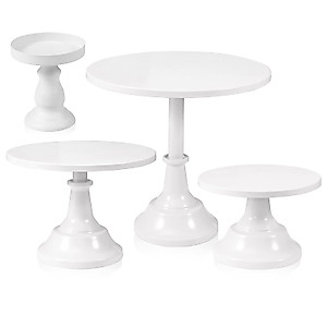 4 Pcs White Cake Stand Set Round Metal Cake Stands Metal Cupcake Holder White Dessert Table Display Set for Wedding Birthday Party Baby Shower Anniversaries Supplies