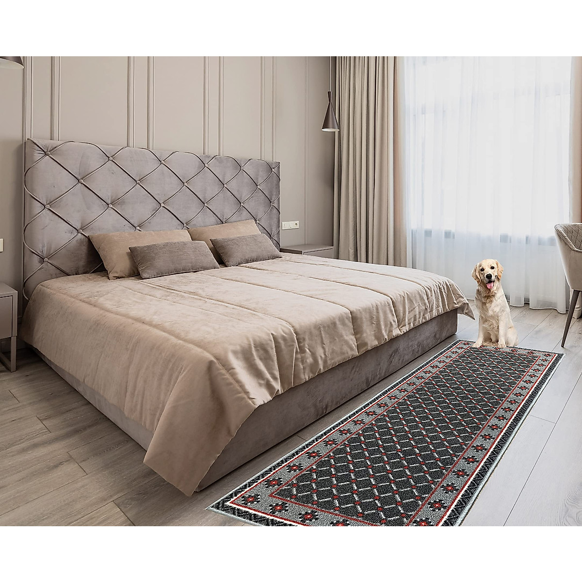 Gloria Kitchen Mat Low Profile Non Slip Skid Resistant Thin Kitchen Runner Rugs (2x7, 1992-Gray)