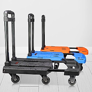 Platform Truck Platform Truck Adjustable Height Flat Handtruck Metal Folding Push Cart Load 440lbs Moving Dolly Cart Portable Flatbed Cart Reliable