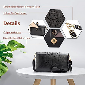 APHISON Multi-Function Small Crossbody Bags For Women,Cell Phone Shoulder Bag,Clutch Purse,RFID Wristlet Wallet,Card Holder Black