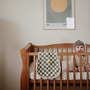 mushie Muslin Baby Burp Cloths | 100% Organic Cotton, Set of 2 (Olive Check/Natural Check)