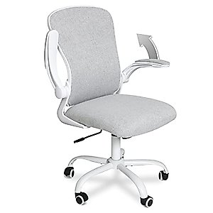 ELECWISH Ergonomic Home Office Chair Fabric Desk Chair with Adjustable Lumbar Support and Height, Mid Back Swivel Executive Chair with Flip up Armrests (Grey)