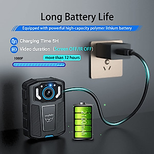 weyfinko FHD1080P Body Worn Cameras with Audio and Video Recording,Wearable Body Camera with Infrared NightVision and 12 HR Battery Life Recording(W1 Blue,No Card)