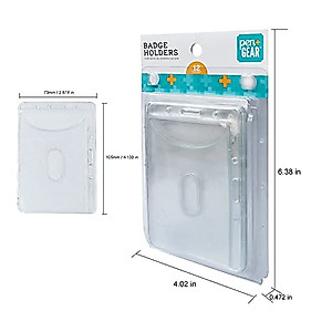 Pen + Gear x12 Badge Holders Vertical / Horizontal | Clear | ID Name Tag Card