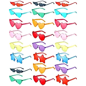 Kanayu Mixed Style Rimless Sunglasses Retro Party Favors Eyewear for Bachelor Party Photoshoot Costume Accessories(Multicolor,24 Pcs)