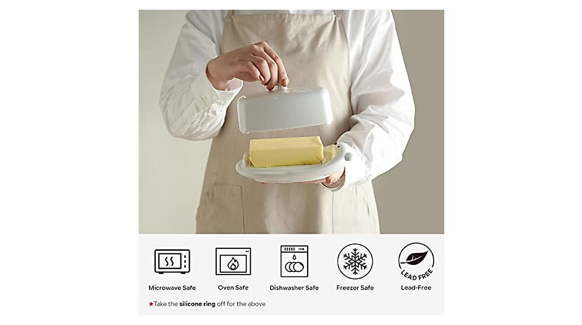 Cute Bear Butter Dish with Lid - Keeps Butter Fresh & Stylish